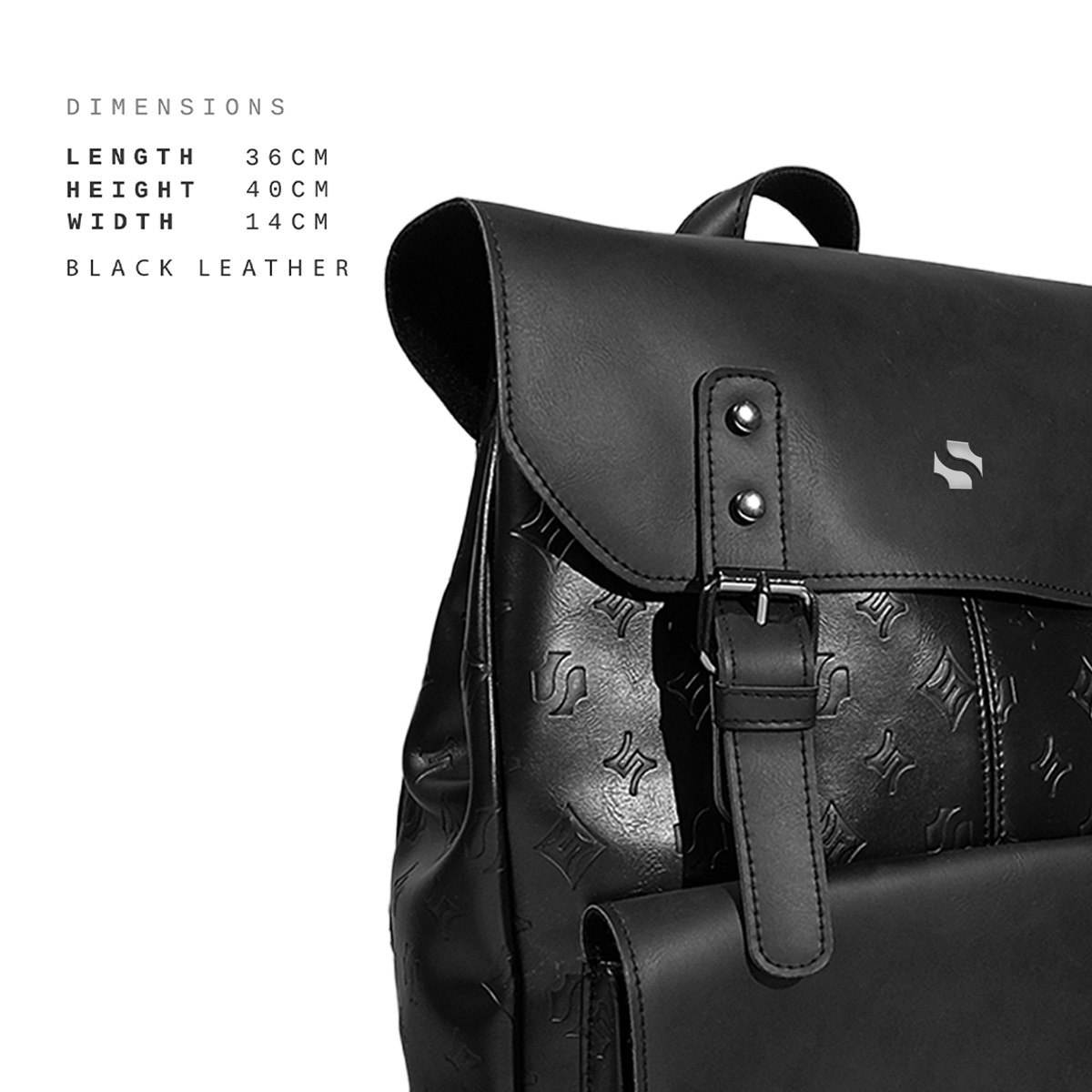 Shigetsu HOKKAIDO Debossed Monogram Bag for School Leather Backpack fo