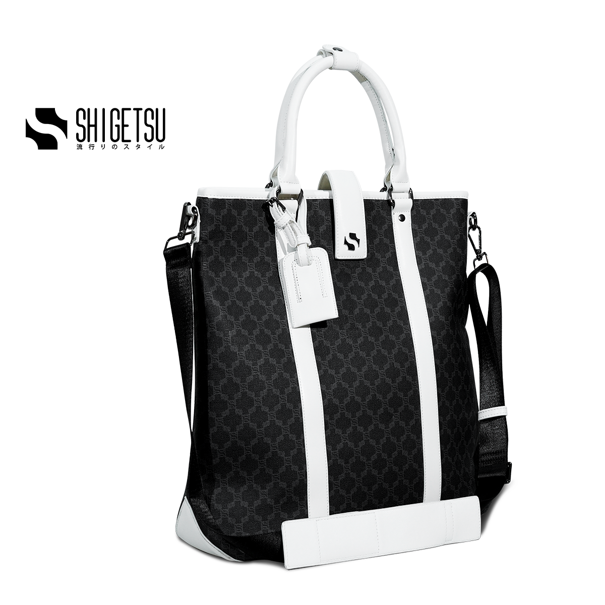Shigetsu Signature KAWANISHI Monogram Leather Tote Bag for School